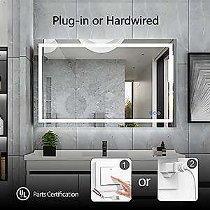 DR.LUX 40x24 Inch Bathroom Mirror with Lights, Ultra Bright LED Bathroom Mirror Wall Mounted Vanity Mirror Large Anti-Fog Area 3000K-6000K Adjustable Auto-Off Memory Housewarming Gift