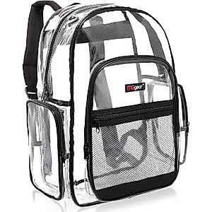 MGgear Clear Transparent PVC School Backpack/ Outdoor Backpack with Black Trim