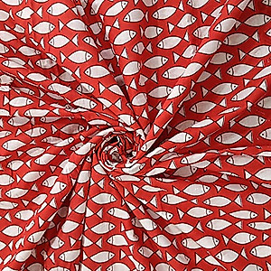 Trade Star 3 Yard 100% Cotton Printed Fabric for Dressmaking Indian Running Natural Dye Fabric for Sewing Ethnic Sanganeri Fish Print Fabric by The Yard Width 44 Inches (Pattern 1)