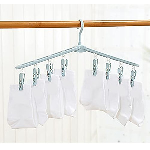 Fineget Collapsible Travel Shorts Skirt Shirt Socks Hangers with Clips Foldable Pants Clothes Plastic Suit Hangers Non Slip Closet Blue Organizer Retail Displays