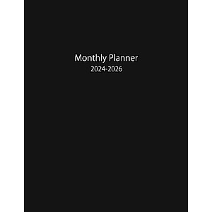 2024-2026 3 Year Monthly Planner: Large 36 Months Calendar from January 2024 to December 2026 with Holidays. Black Cover.