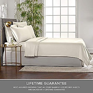 Pure Bamboo Sheets King Size Bed Sheets 4 Piece Set, Genuine 100% Organic Bamboo, Luxuriously Soft & Cooling, Double Stitching, 16 Inch Deep Pockets, Lifetime Quality Promise (King, Ivory)