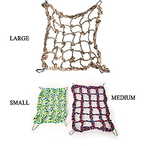 Litewoo Bird Climbing Cotton Rope Net Toy Grid Hammock for Parrot Rat Chinchilla Ferret Swing Thick Chew Rope Hammock Hanging Cage Nylon Rope Nets Toys Cage Accessory (Medium Size)