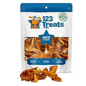 123 Treats - Pig Ears for Dogs - 1lb All-Natural Pork Chews, Dental Care Treats for Small to Large Breeds