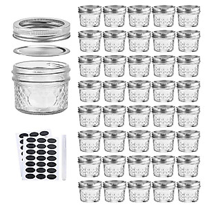 4oz / 120ml Mason Jars Glass Canning Jars, Jelly Jars With Regular Lids, Ideal for Honey,Jam,Wedding Favors,Shower Favors, Set of 40