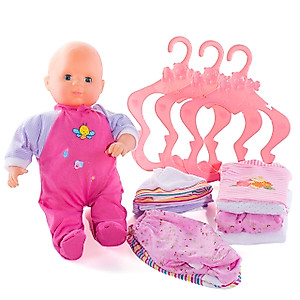 Prextex Baby Doll w/ 12-pc Clothing Set | Baby Dolls Suitcase Set | Baby Doll with Clothes, Accessories | Baby Toy, Soft Baby Doll | Small Baby Doll | Toddler, Girl & Boy | Holiday, Birthday Gift