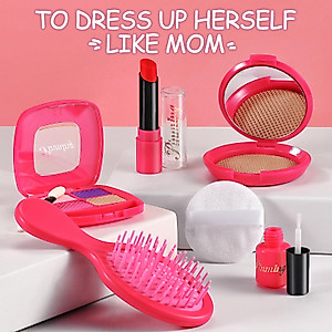 Little Girls Purse, Toddler Girl Toys for 3 4 5 6 Year Old, Kids Purses with Accessories, Pretend Play Handbag and Princess Kit, Pink Toy Valentines Gifts for Girls