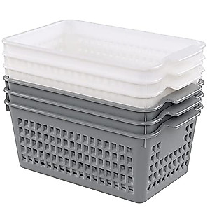 Vcansay Small Plastic Storage Basket, 6 Packs