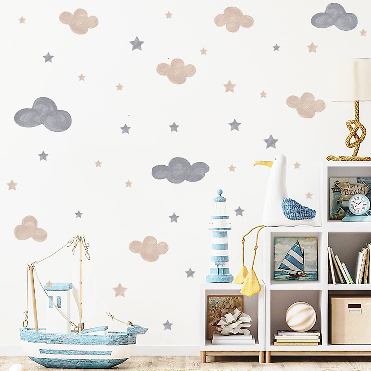 Clouds Wall Stickers, Cute Clouds Wall Decals for Little Girls Bedroom Nursery Kids Room Classroom Daycare and Party Decoration