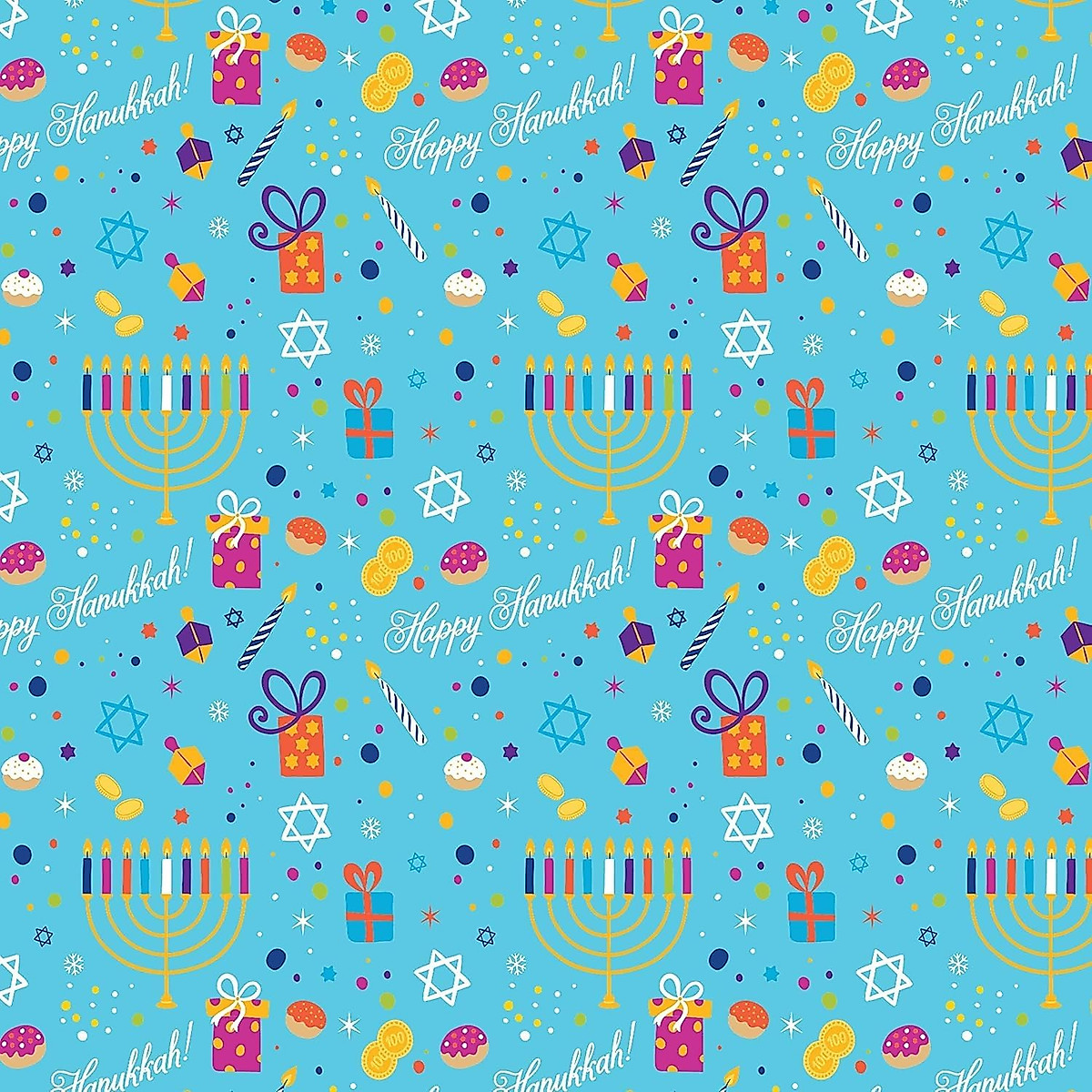 The Dreidel Company Happy Hanukkah Gift-Wrap Chanukah 17.5" in. X 180" in. Each (Happy Hanukkah 4 Roll Variety Pack)