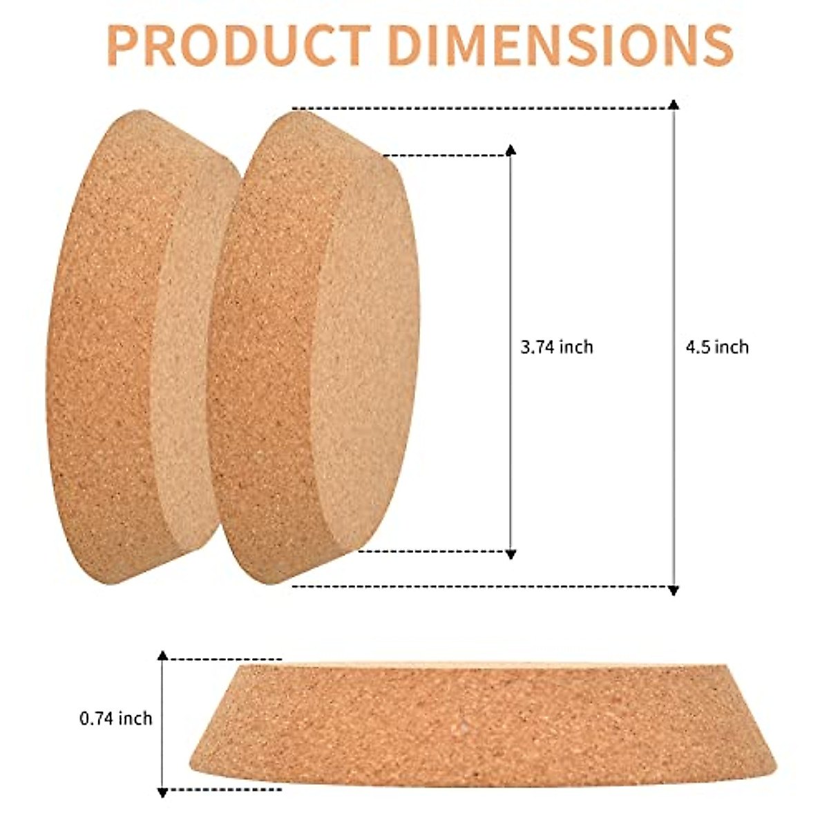 4 Pack Large Corks Lids 3.8-4.5 Inch Wood Jar Cork Lids Canning Lids Cork Bottle Lids Cork Lids Only for Kitchen Wedding Favor DIY Gift Baby Shower Canning Jars