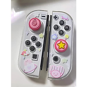 ENFILY Cute Protective Case for Nintendo Switch OLED, Cute Bling Clear Soft TPU Slim Cover, Kawaii Dockable Case for NS, Sparkle Skin Set