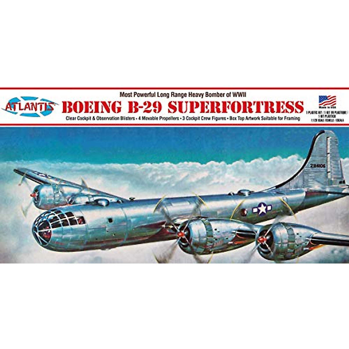 Atlantis B-29 Superfortress Plastic Model kit Made in The USA 1:120 Scale WWII Bomber