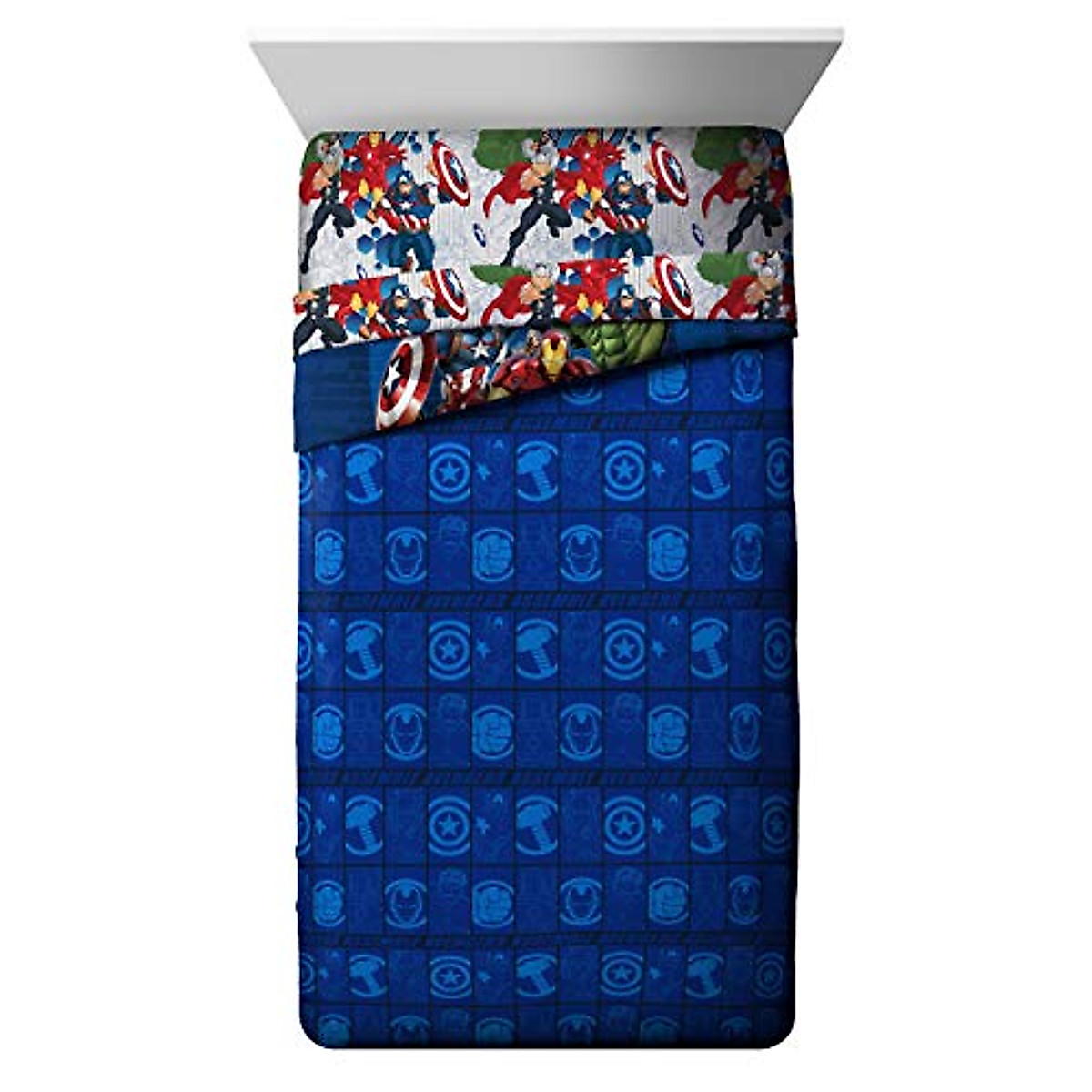 Jay Franco Marvel Avengers Blue Circle Bed Set, Twin