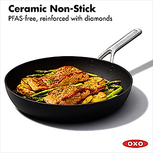 OXO Professional Hard Anodized PFAS-Free Nonstick, 12" Frying Pan Skillet, Induction, Diamond reinforced Coating, Dishwasher Safe, Oven Safe, Black