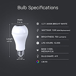 Feit Electric A19 LED Speaker Light Bulb, 60W Equivalent Built-in Speaker IntelliBulb, E26 Medium Base, 750 Lumens, 3000K Bright White - BTOM60830LEDI