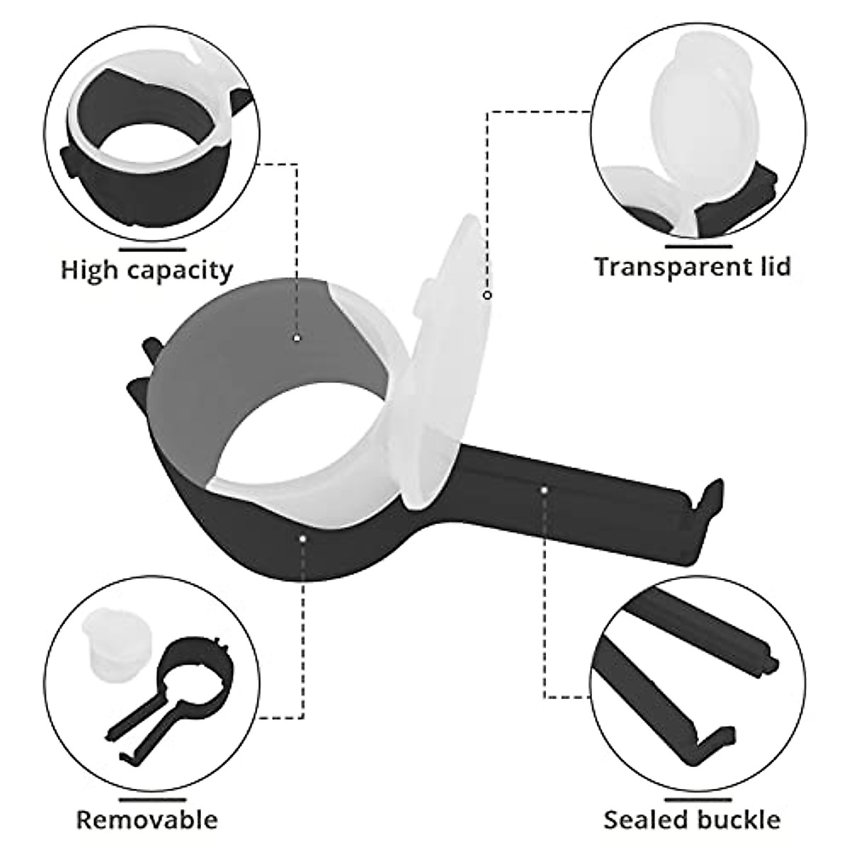 KUFUNG Food Storage Sealing Clips with Pour Spouts, Kitchen Chip Bag Clips, Plastic Cap Sealer Clips, Great for Kitchen Food Storage and Organization (M, Black)