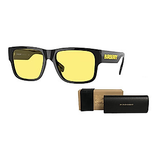 BURBERRY Knight BE4358 300185 57MM Black/Yellow Square Sunglasses for Men + BUNDLE With Designer iWear Eyewear Kit
