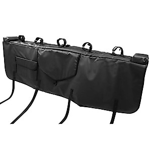 IKON MOTORSPORTS Tailgate Pad, Compatible With Most Trucks 53Inches Width Pickup, Black PVC Tailgate Pad w/ 5-Bike Straps & 1 Tool Bag