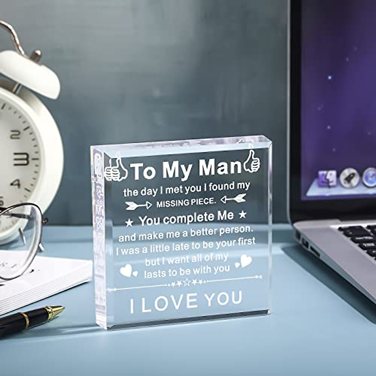To My Man Gift for Him Valentine Gift Anniversary Birthday Gifts for Boyfriend I Love You Gift for Him Fiance Husband Keepsake for Groom Engagement Wedding Christmas Father's Day (Classic Style)