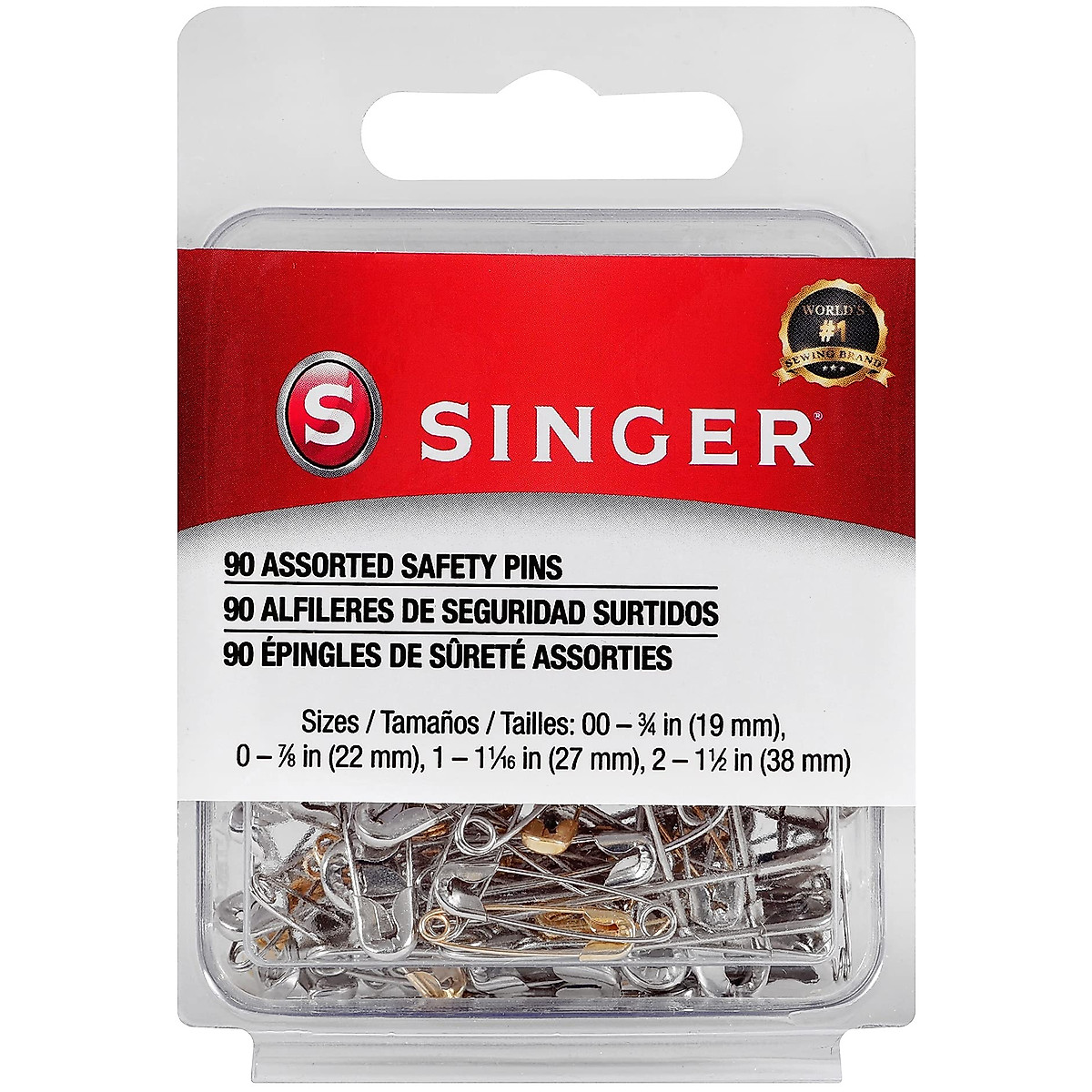 SINGER 00221 Assorted Safety Pins, Multisize, 90-Count