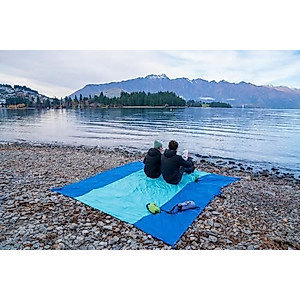 Wekapo Beach Blanket Sandproof, Extra Large Oversized 10'X 9' for 2-8 Adults, Big & Compact Sand Free Mat Quick Drying, Lightweight & Durable with 6 Stakes & 4 Corner Pockets