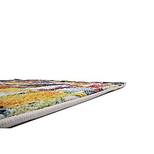 Unique Loom Lyon Collection Bright Modern Abstract Area Rug, 5 ft x 8 ft, Multi/Blue