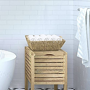 Graciadeco Hand Woven Seagrass Baskets with Wooden Handles Large Natural Shallow Wicker Storage Basket for Organizing Irregular Rectangle, 2 Pack