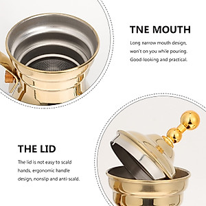 CALLARON Tea Kettle Tea Gooseneck Turkish Greek Arabic Coffee Pot: Middle East Arab Stovetop Coffee Maker Wine Decanter 1.1L Brewer Pot with Handle for Home Kitchen Golden Tea Pot Kettle