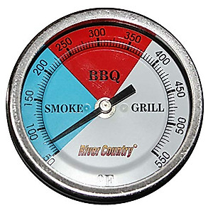 River Country 3" (RC-T3) Easy Mount Adjustable BBQ, Grill, Smoker Thermometer Temperature Gauge (50 to 550 F)