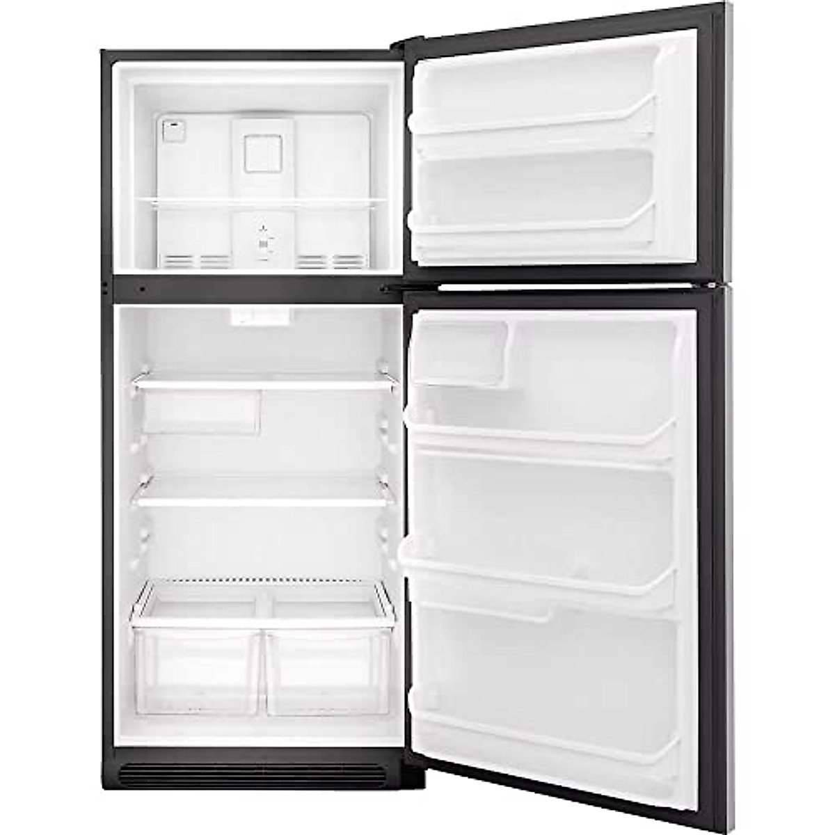 Frigidaire FFTR2021TS 30" Top Freezer Refrigerator with 20.4 cu. ft. Total Capacity 2 Full Width Glass Refrigerator Shelves 1 Full Width Wire Freezer Shelf Reversible Door and 2 Crisper Drawers in Stainless Steel