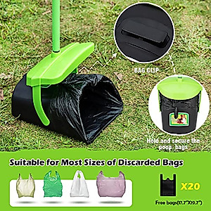 MXF Pooper Scooper Swivel Bin & Rake Kit with 20 Waste Bags, 36.6" Long Handle Adjustable Portable Non-Breakable Dog Pooper Scooper for Large Medium Small Dogs, Poop Scooper for Lawn Yard Dog Kennel