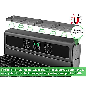 Gtonksye Stove Top Shelf, 30 Inch Spice Organizer, Oven Rack with Magnetic Silicone Material, for Kitchen Stove Top Organizer Spice and Seasoning Bottles (Dark Gray)