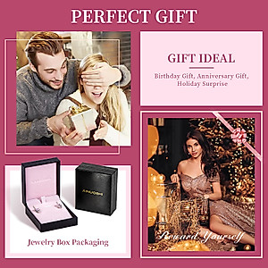 Heart Hoop Earrings for Women Sterling Silver Earring Pink Cubic Zirconia Diamond Dangling Anniversary Birthday Christmas Gifts for Her Hypoallergenic