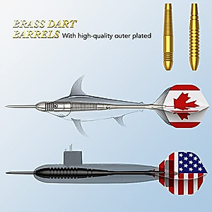 Honwally Steel Tip Dart Set, Professional Metal Darts 6 Pack + 12 Aluminum Shafts + 12 Flights + 1 Sharpener