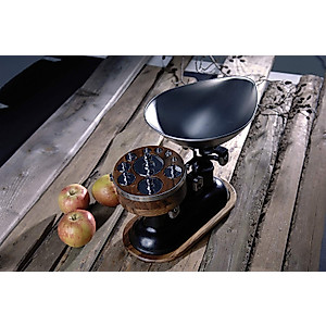 KitchenCraft Living Nostalgia Kitchen Scale Weights Set (Metric) with Wooden Holder in Gift Box, Polished Metal, 10 Pieces