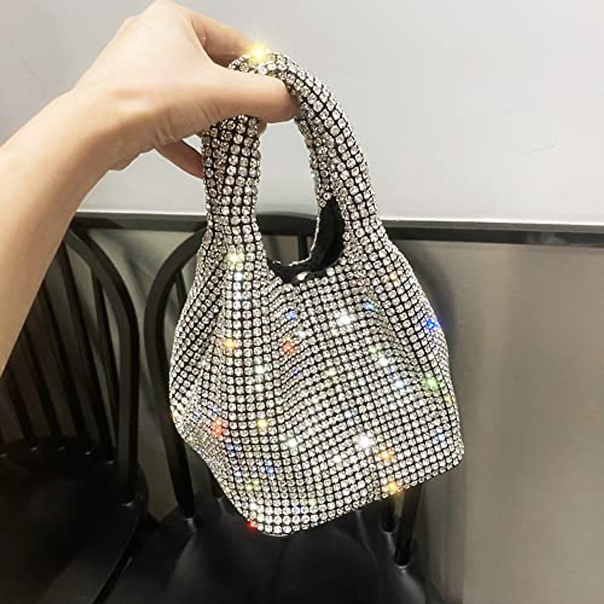 Women Rhinestones Tote Bag Crystal Hobo Bag Bling Bling Evening Handbag Stylish Shiny Clutch Purse Wedding Party