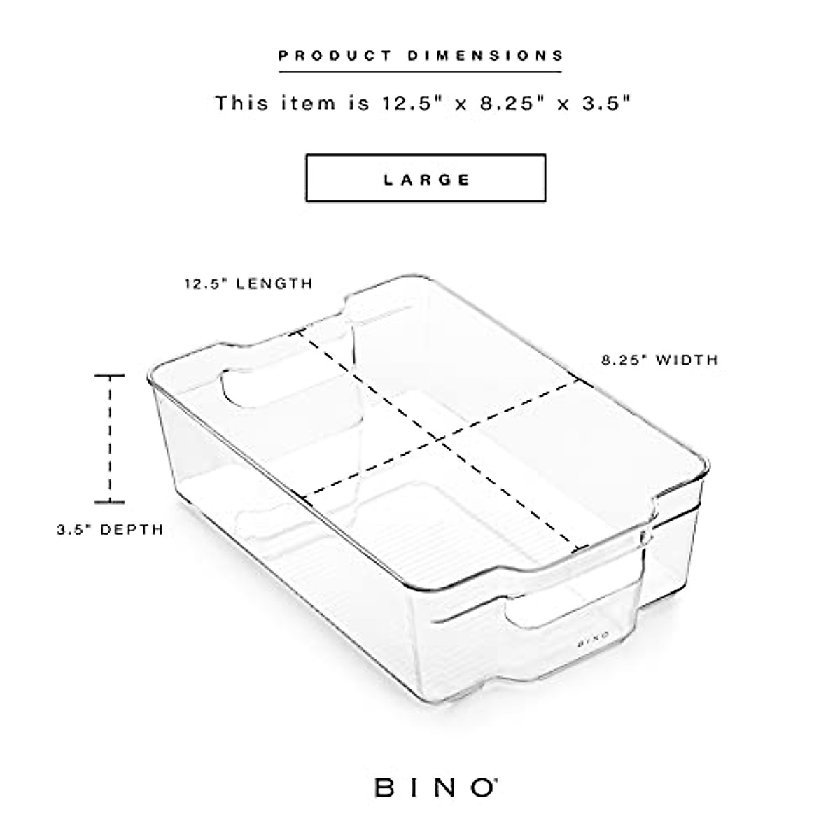 BINO | Stackable Storage Bins, Large - 2 Pack | THE STACKER COLLECTION | Clear Plastic Storage Bins | Built-In Handles | BPA-Free | Containers for Organizing Kitchen Pantry | Multi-Use Organizer Bins