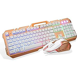 HJJWL Gaming Keyboard and Mouse, Keyboard and Mouse Set,Backlit Mechanical Feel Business Office Keyboard Colorful Breathing Backlit Gaming Mouse for Working or Primer Gaming,Office Device