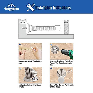 HOMOTEK 12 Pack Spring Door Stopper with Rubber Bumper 3-1/8" Flexible Heavy Duty Wall Door Stop Low Mounted Bumper for Home (Satin Nickel)