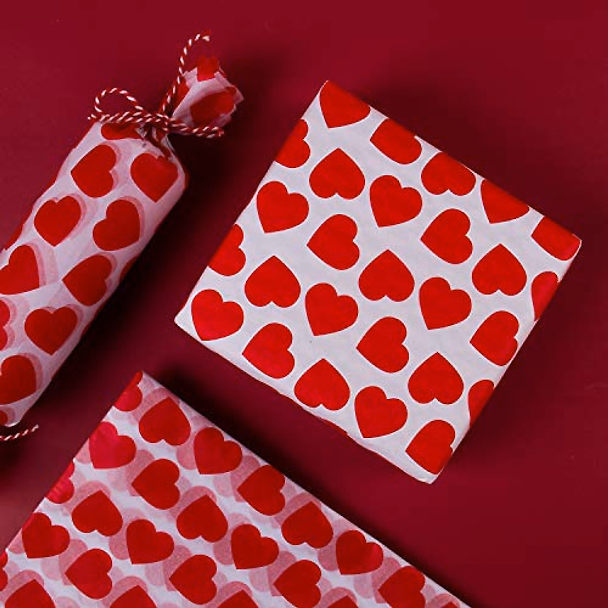 WRAPAHOLIC Gift Wrapping Tissue Paper - 24 Sheets 19.7x27.5 Inch Valentine's Day Sweet Heart Design Gift Wrap Paper Bulk for Packing, DIY Crafts