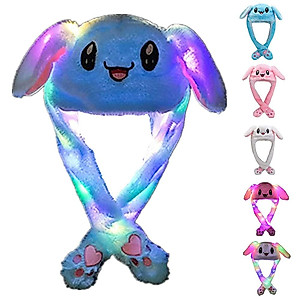 ZCINT Bunny Hat Funny Plush Bunny Hats Ear Moving Jumping Hat Plush Rabbit Hat Kids Adult Christmas Party Cosplay Cute Animal Hats (Blue-2)