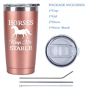 Horse Gifts For Women, Horses Keep Me Stable Travel Tumbler, Funny Birthday Christmas Gifts for Horse Lovers Equestrian Cowgirls Mom Friends Aunt Sister, 20 Oz Insulated Stainless Steel Tumbler
