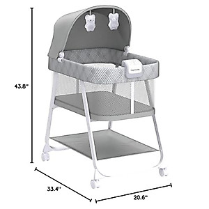 Ingenuity Lullanight Soothing Bassinet for Baby with Locking Wheels and-Night-Light, Newborn to 5 Months, Gem, 33.4x20.6x43.8"