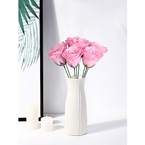 ICBOX Fake Roses,30pcs Light Pink Roses Glitter Flowers Artificial Roses with Stems for Crafts Wedding Bouquet Party Home Decor(Light Pink)