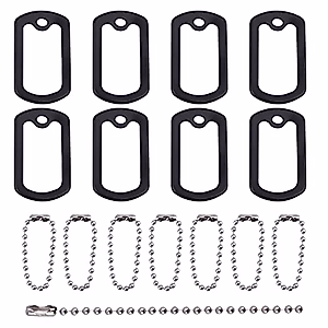 16Pcs Dog Tag Silencer with Chain, Silicone Dog Tag Silencer for Pet Collar, Rectangle Dog Tags to Reduce Noise