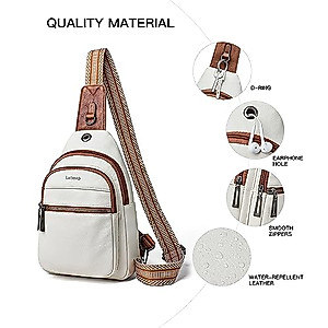 LATMAP Sling Bag For Women Faux Leather Anti Theft Small Casual Daypack Backpack Fanny Pack Crossbody Chest Bags Purse Waterproof Beige