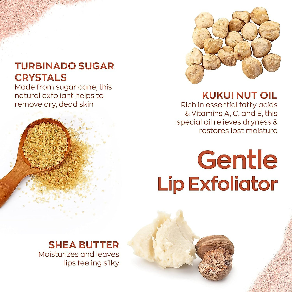 Vegan and Cruelty-Free Sugar Lip Scrub Exfoliator by Hanalei – Made with Hawaiian Cane Sugar, Kukui Oil, and Shea Butter to Exfoliate, Smooth, and Brighten Lips Made in the USA (22 g)