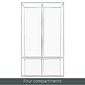 mDesign Plastic Divided Makeup Organizer Holder Tray for Bathroom Drawer, Vanity, Countertop Storage - Cosmetic Organization Holds Palettes, Brushes, Accessories - Lumiere Collection - Clear