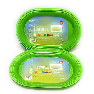 Mintra Home Reusable Plastic Plates (Green, Oval Serving Tray 2pk)